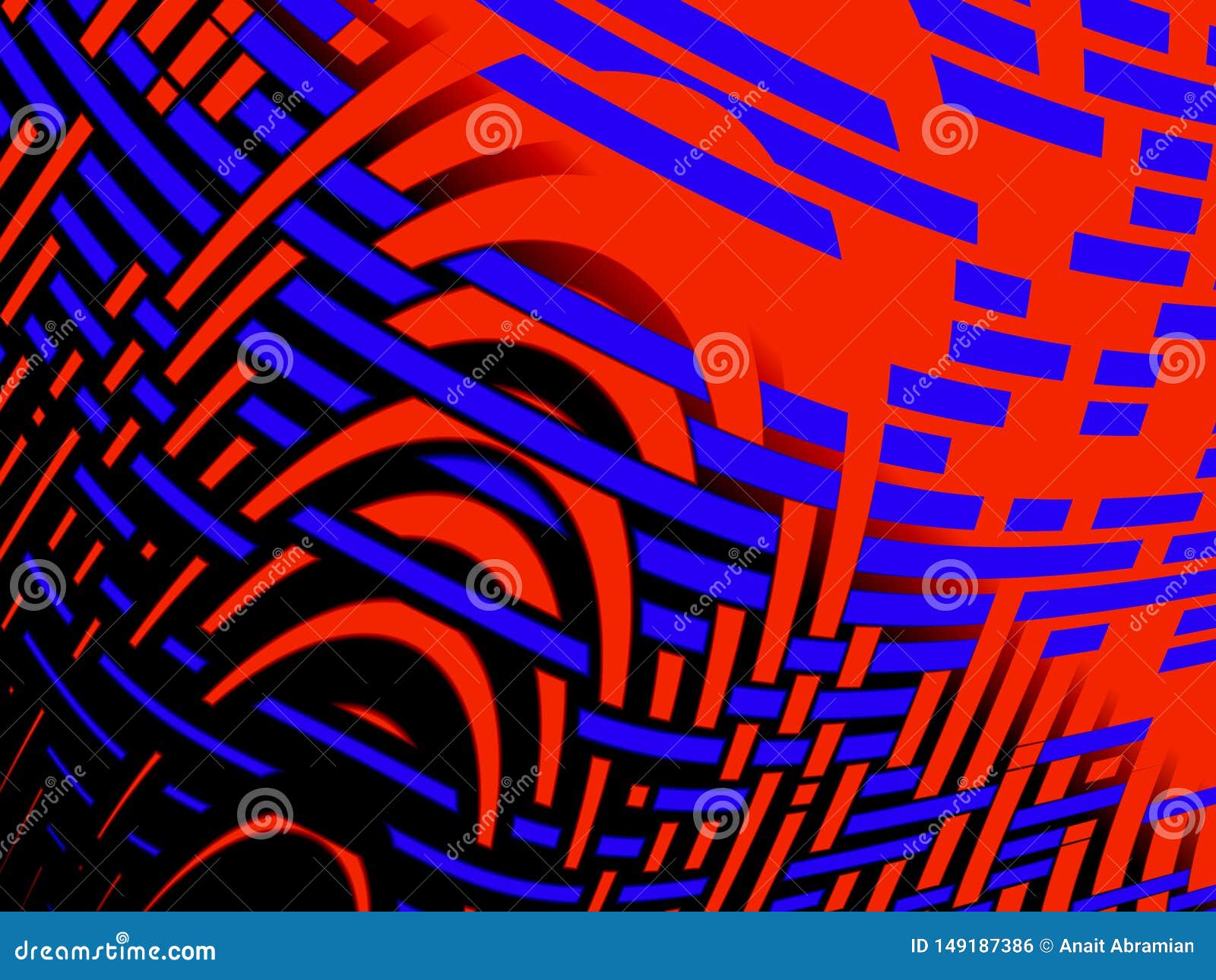 Abstract Red Black and Blue, Dynamic Decorative Modern Pattern ...