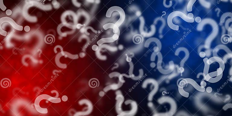 Abstract Red and Blue Background with Flying Question Marks Stock ...