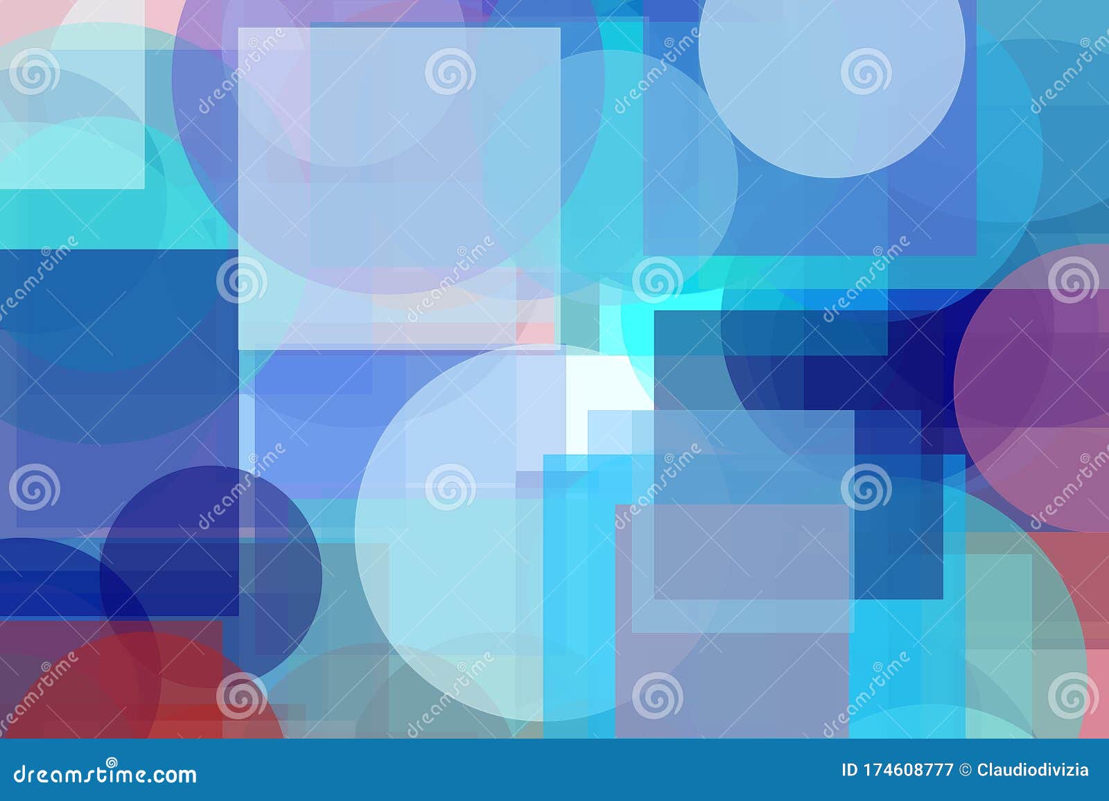 Abstract Red Blue Circles Squares Illustration Background Stock ...