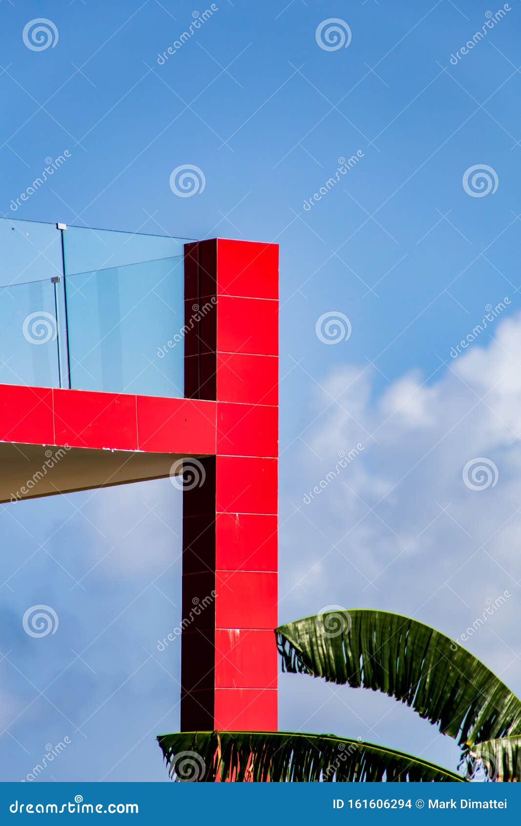 Abstract Red and Blue Color Composition with Building and Blue Sky ...