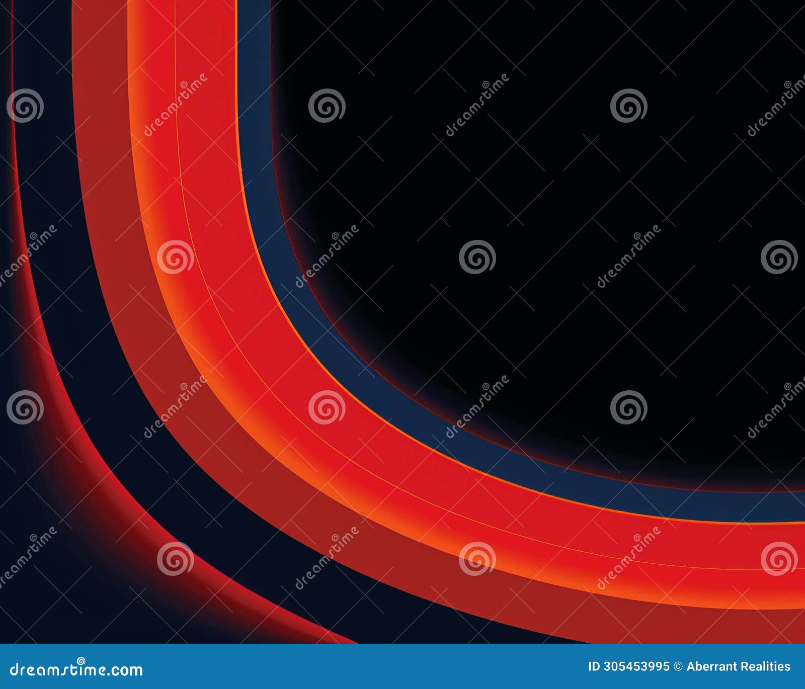 An Abstract Red and Blue Curved Line on a Black Background Stock ...