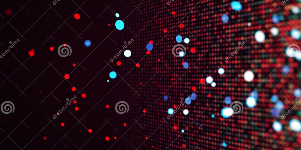 Abstract Red and Blue Dots on a Dark Background. 3D Rendering Stock ...