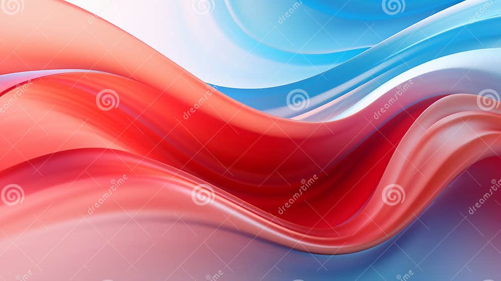 Red and Blue Wave Background by Generative AI. Stock Illustration ...