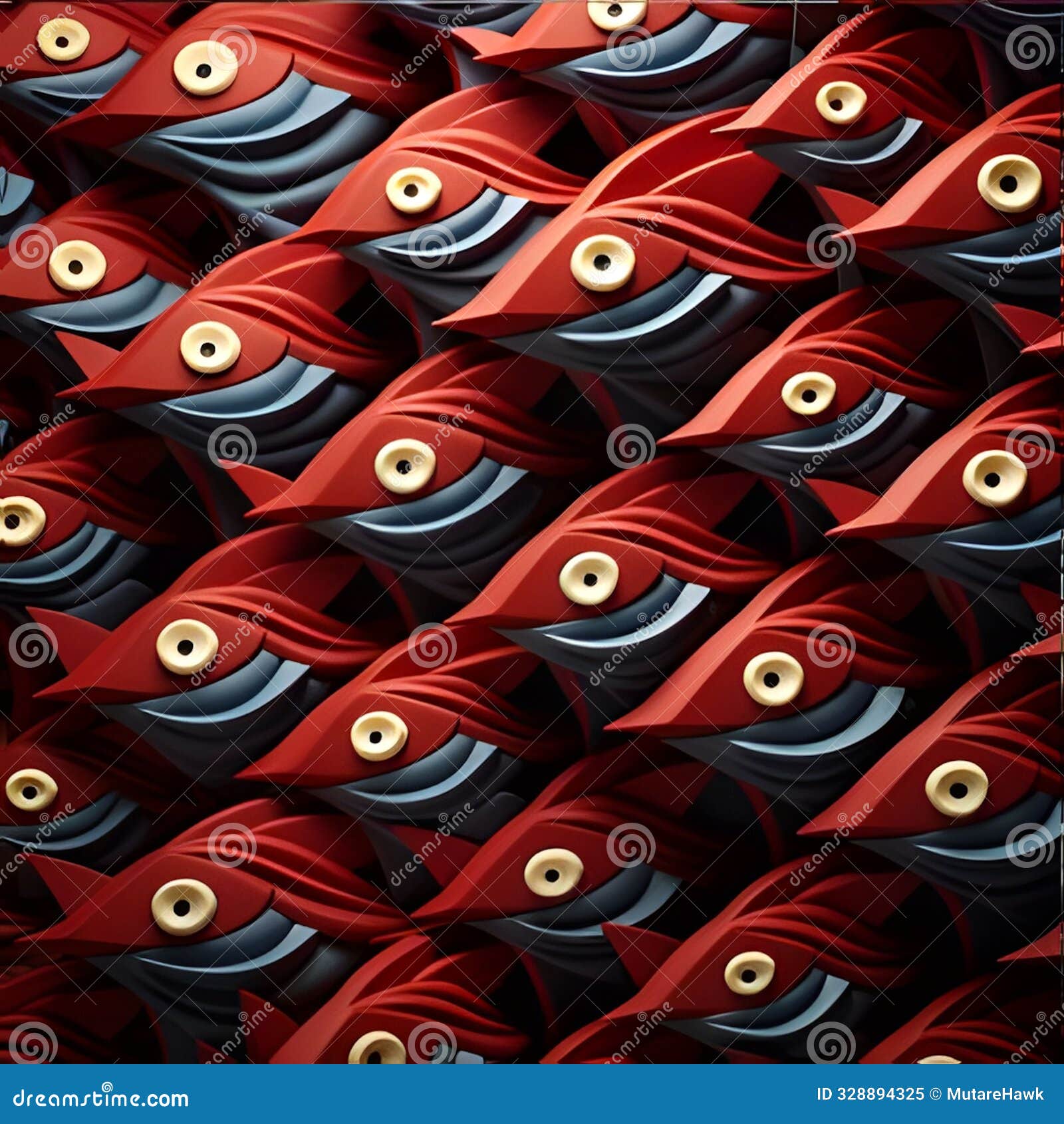 Abstract Red and Blue Fish Pattern Stock Vector - Illustration of ...