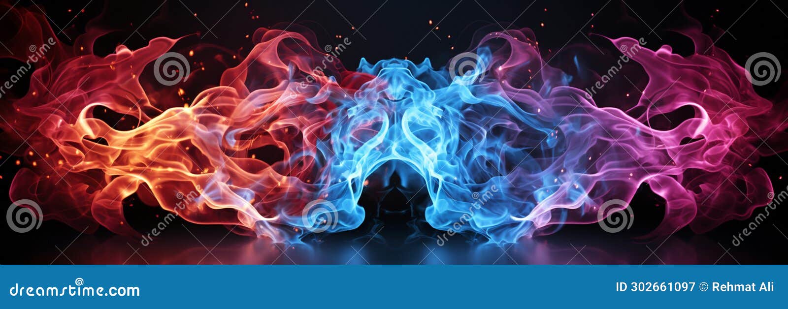 Abstract Red Blue Flame Fire Magic on Background Stock Illustration ...