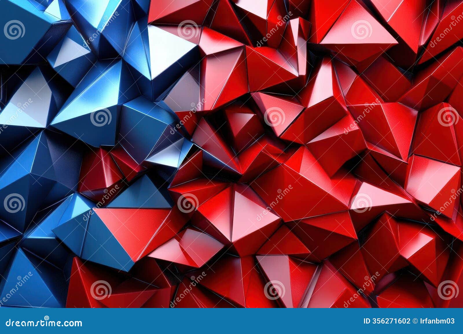 Abstract Red and Blue Geometric Background, a Collision of Shapes and ...