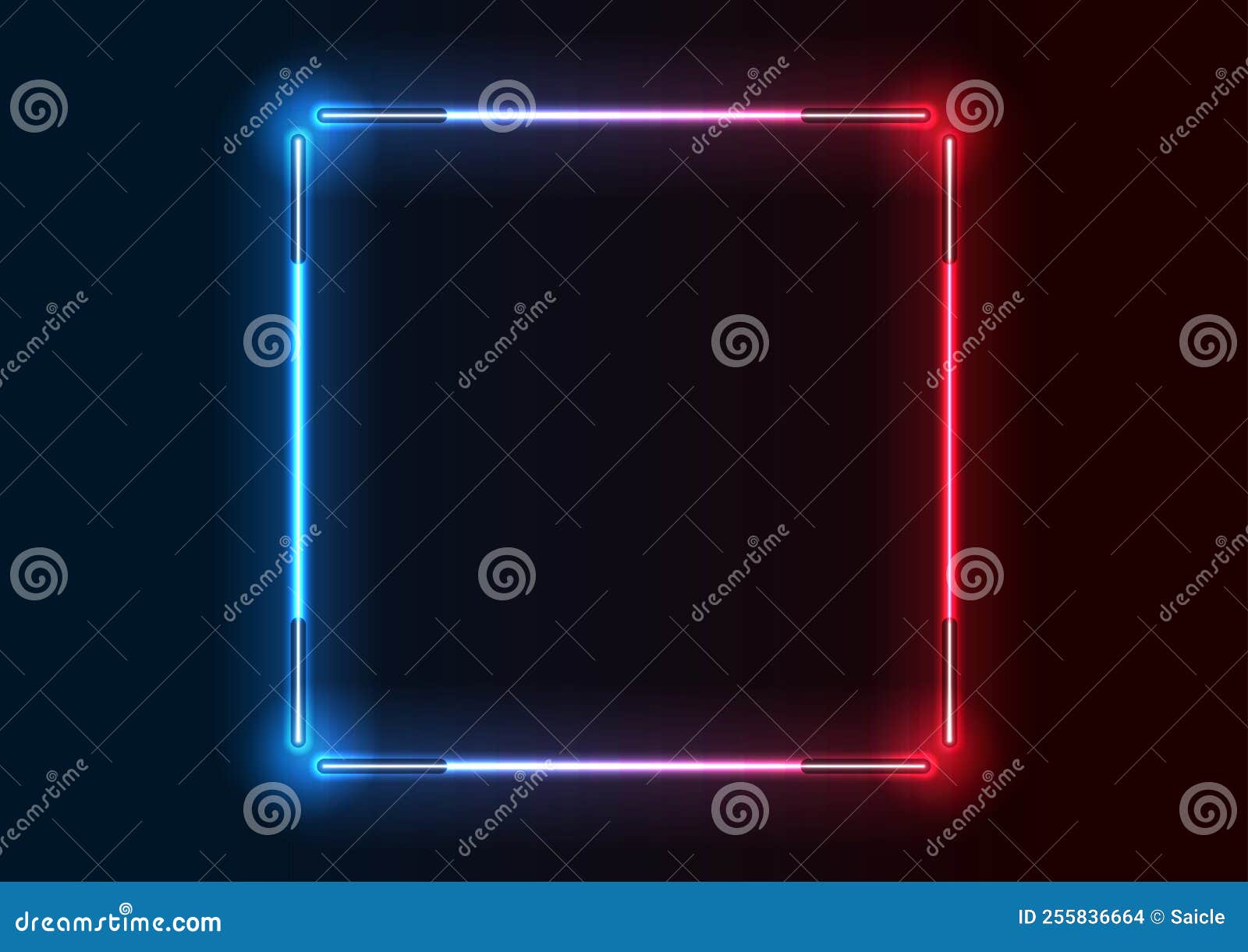 Abstract Red Blue Neon Square Frame from Fluorescent Lamps Stock Vector ...