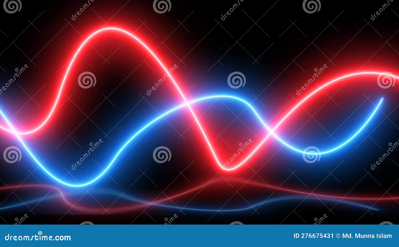 Abstract Red and Blue Neon Wave Gradient with Line Glowing on Dark ...