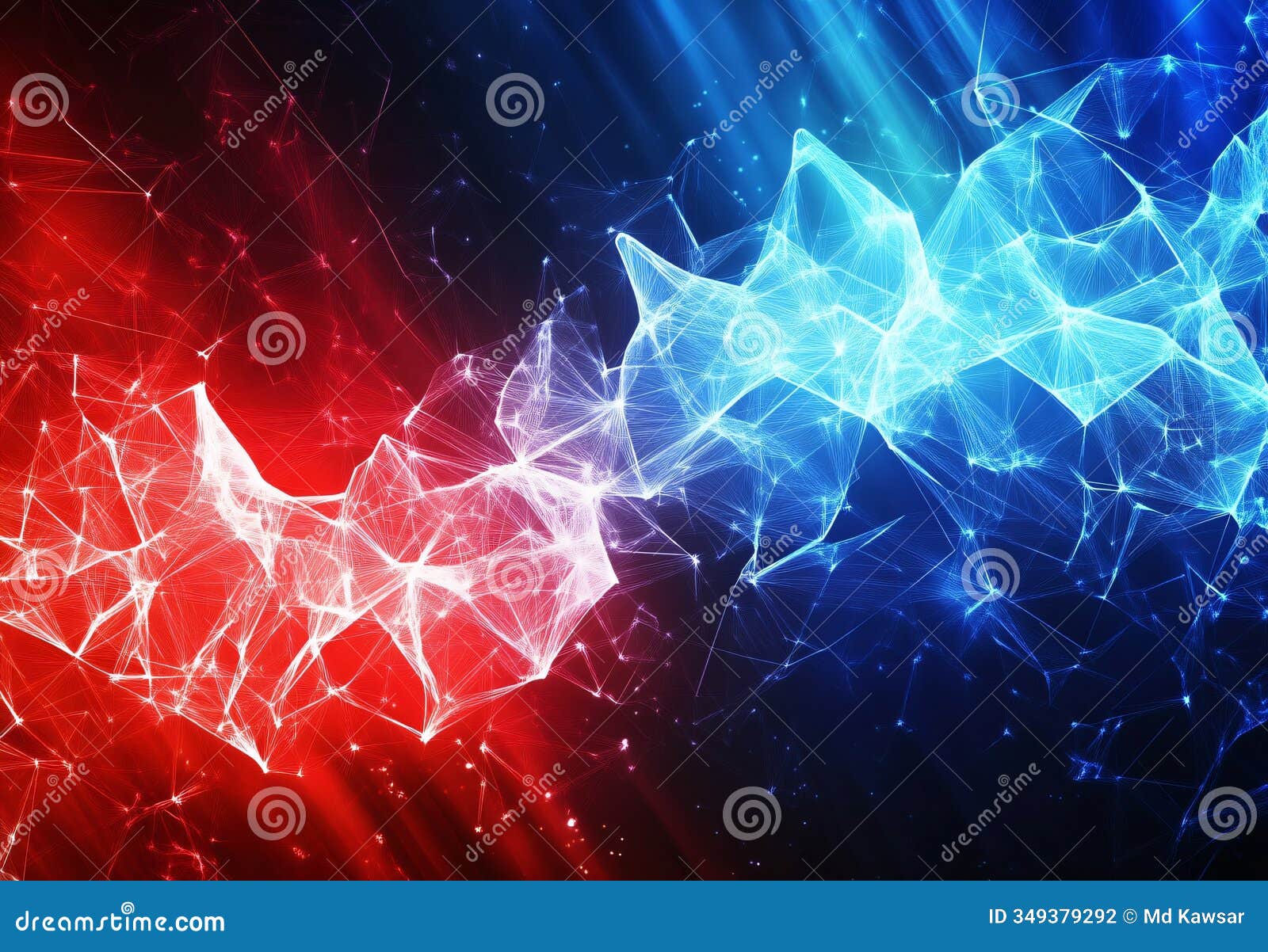 Abstract Red Blue Network Connection, AI Generated High Quality Image ...
