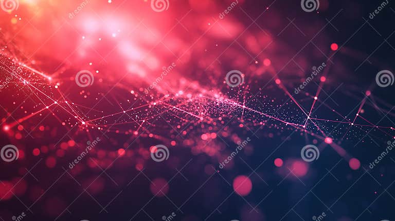 Abstract Red and Blue Network Connection Background with Glowing ...