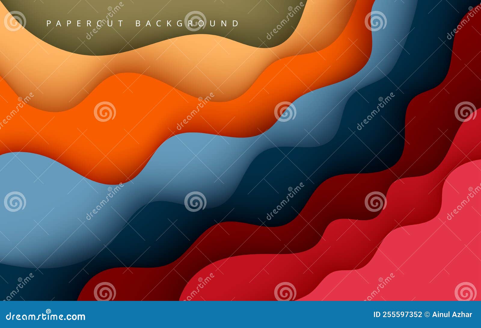 Abstract Red Blue Orange and Soft Brown Papercut Overlap Layers ...