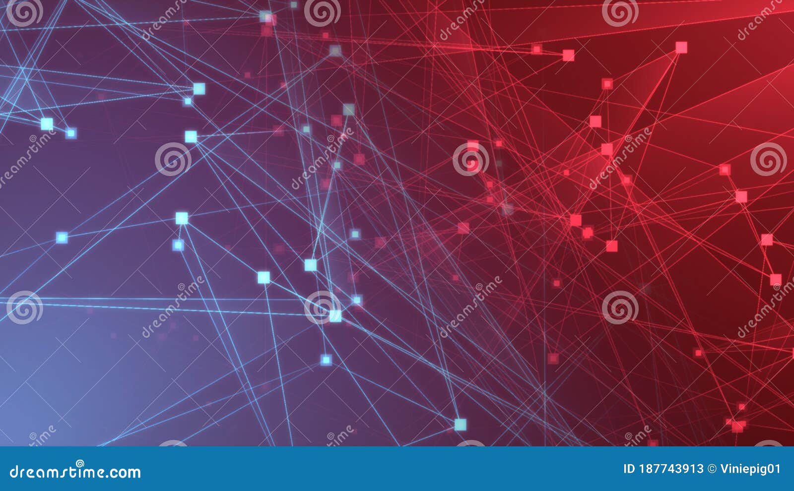 Abstract Red Blue Polygon Tech Network with Connect Technology ...