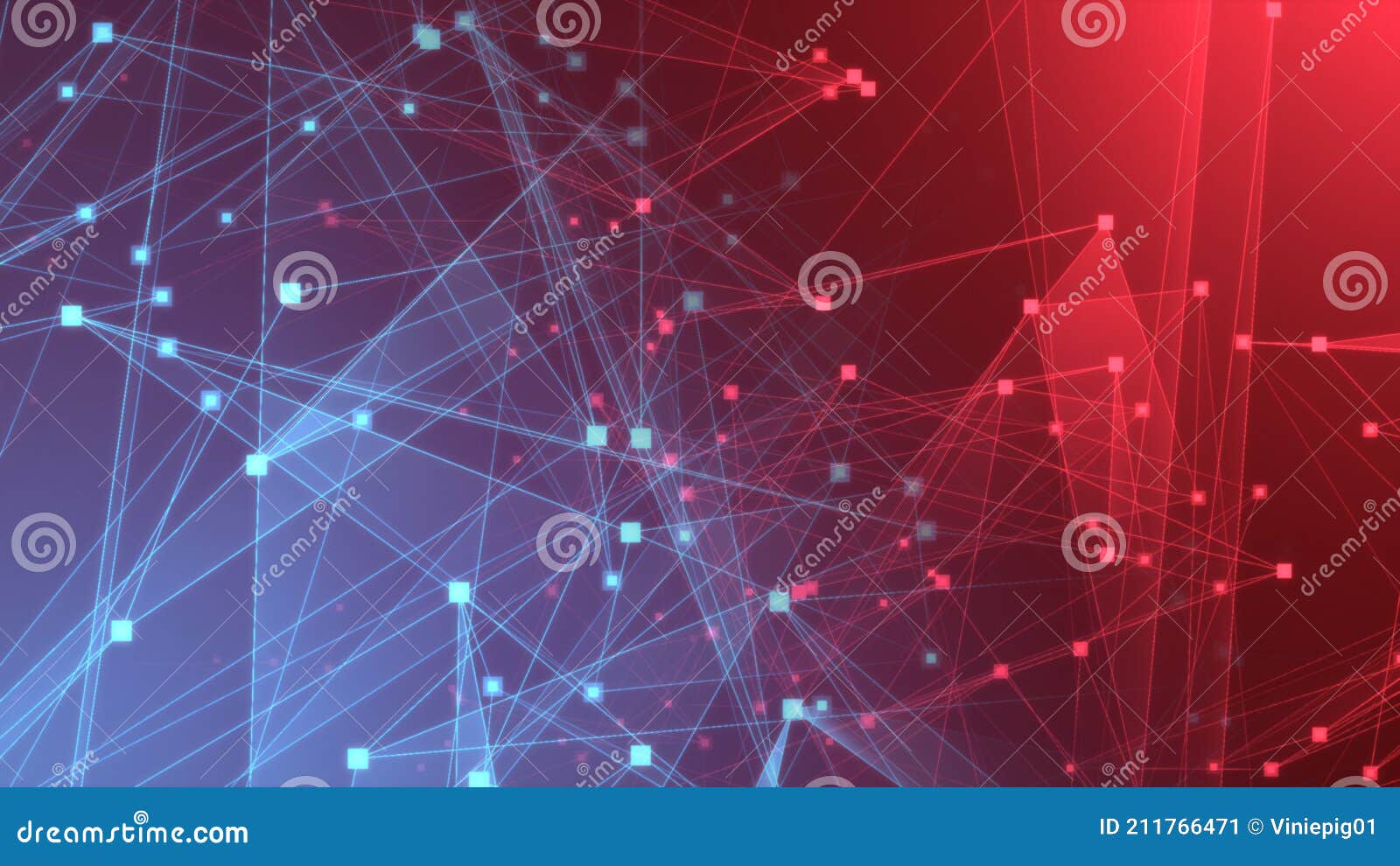 Abstract Red Blue Polygon Tech Network with Connect Technology ...