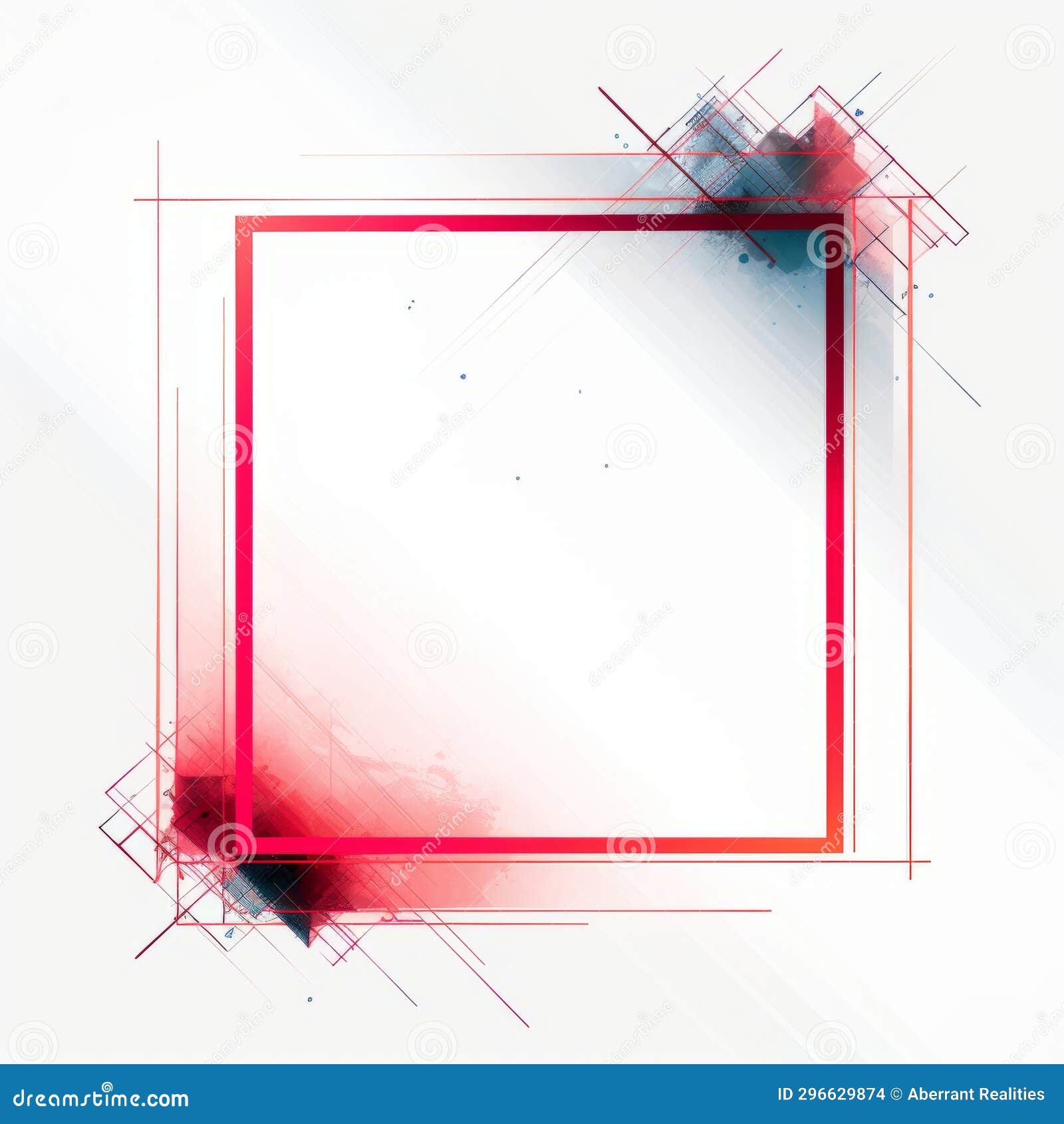 Abstract Red and Blue Square Frame on a White Background Stock ...