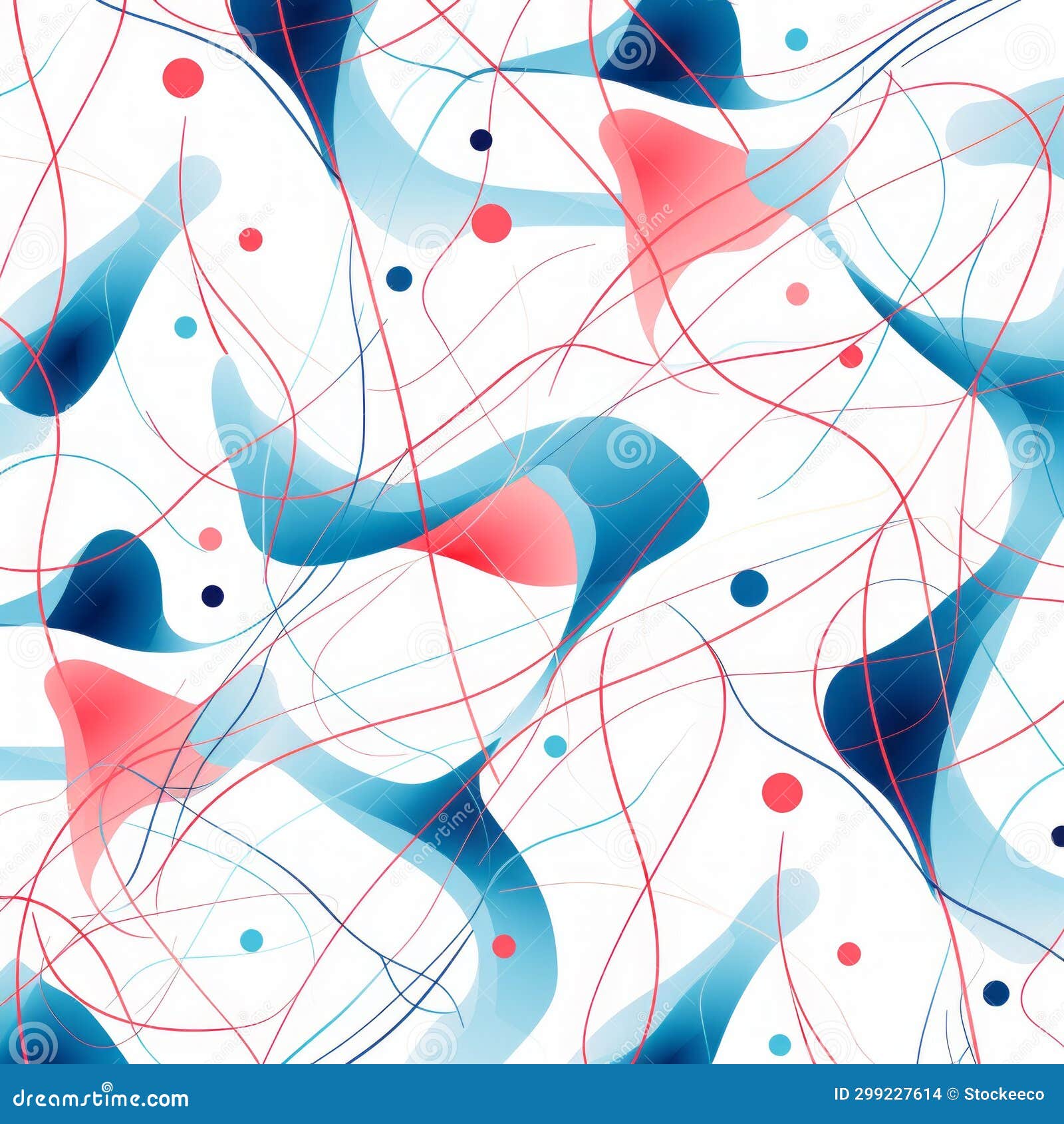 Abstract Red and Blue Squiggly Line Pattern on White Background Stock ...