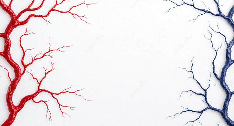 Abstract Red and Blue Tree Branch Patterns Stock Illustration ...