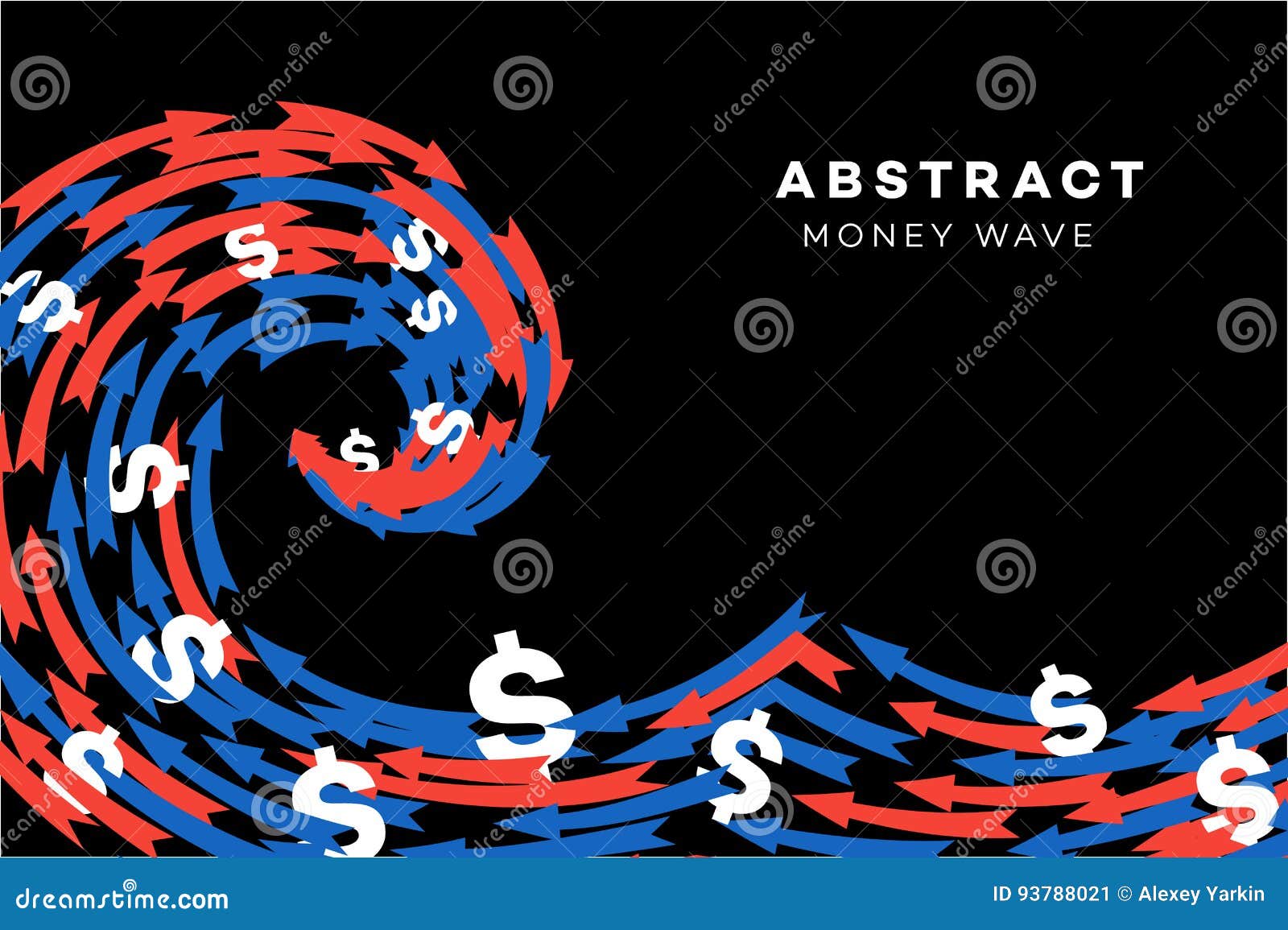 Abstract Red-Blue Wave with Dollars and Arrows. Conceptual Vector ...