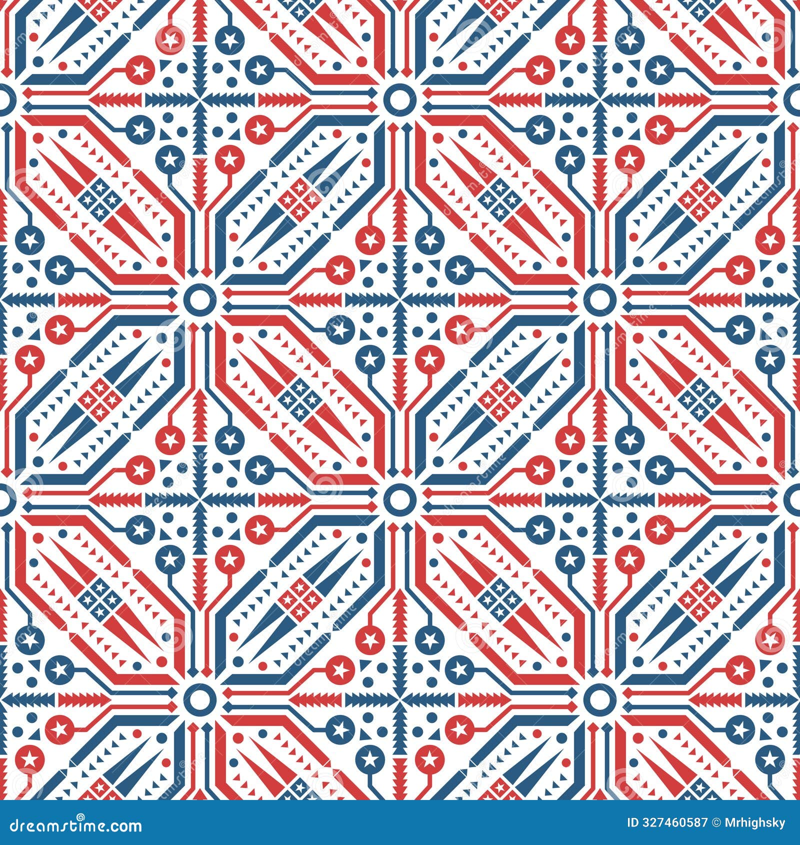 Abstract Red Blue and White Seamless Pattern Stock Illustration ...