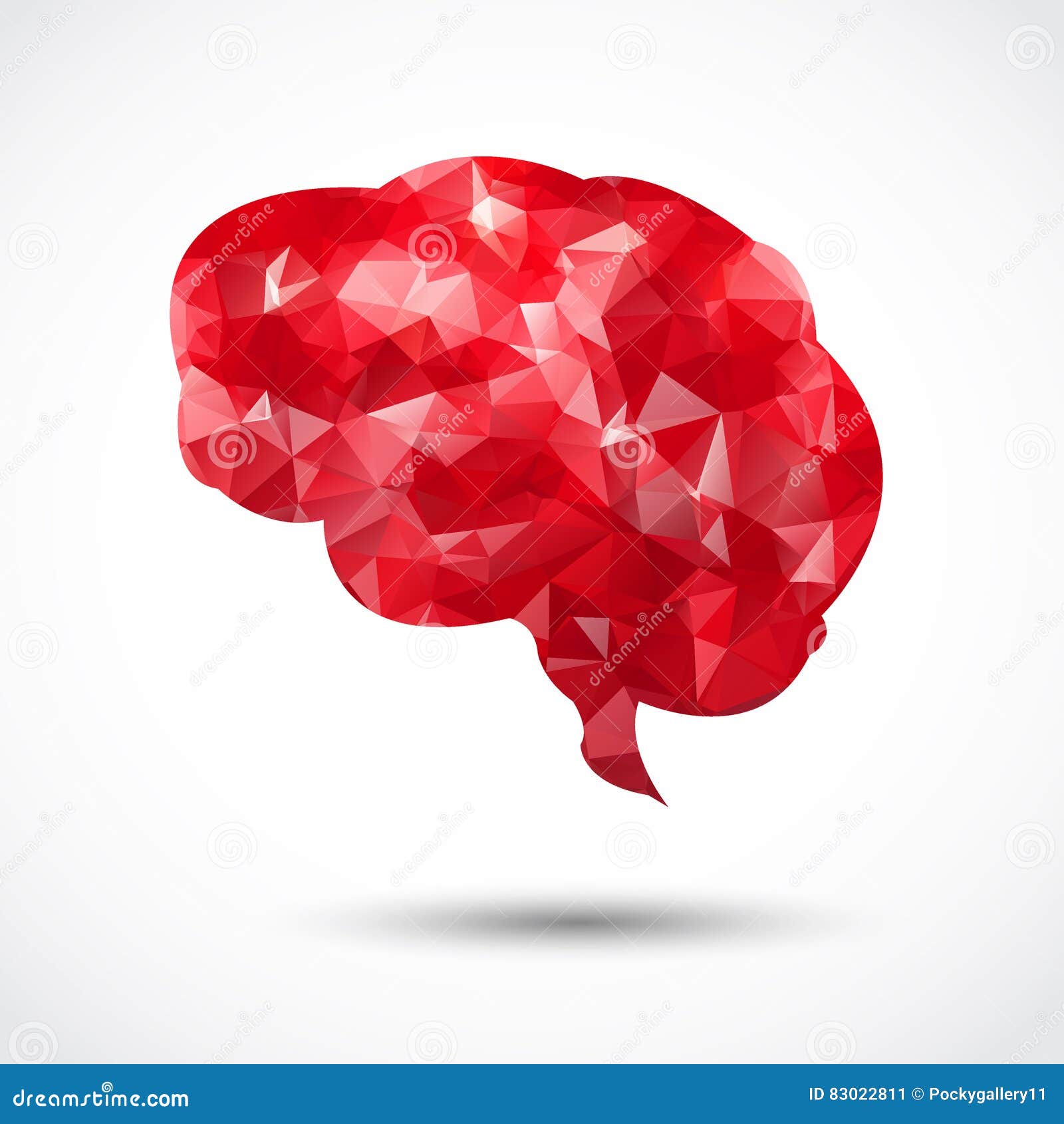 Abstract Red Brain Polygon on White Stock Vector - Illustration of chat ...