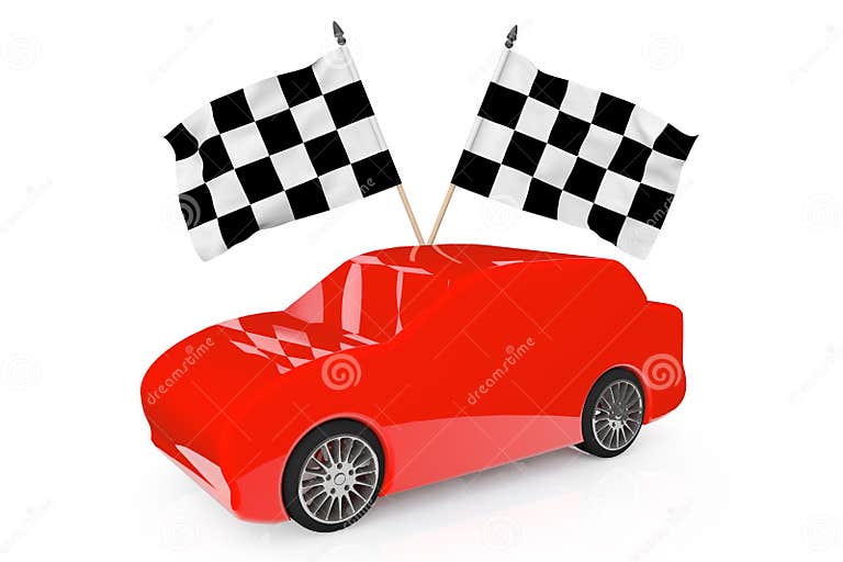 Abstract Red Car with Racing Flags Stock Photo - Image of signal, fast ...