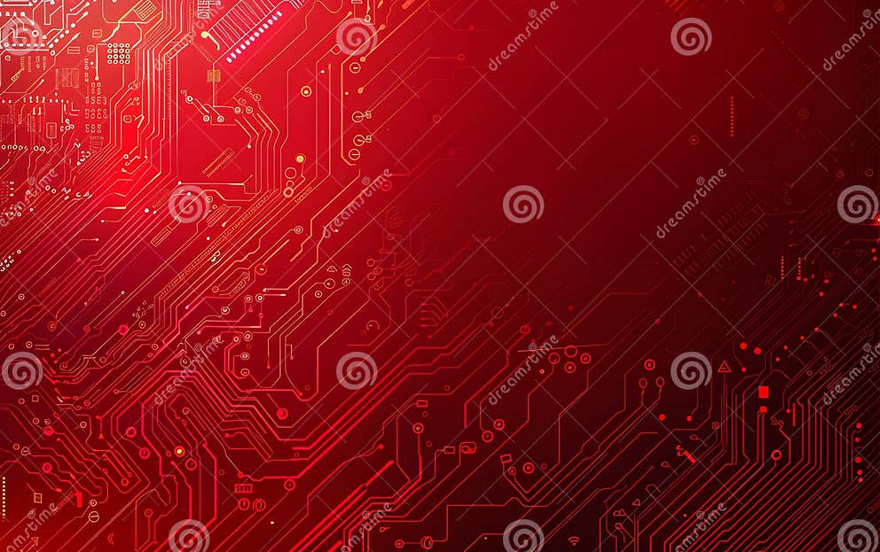 Abstract Red Circuit Board Background Stock Illustration - Illustration ...