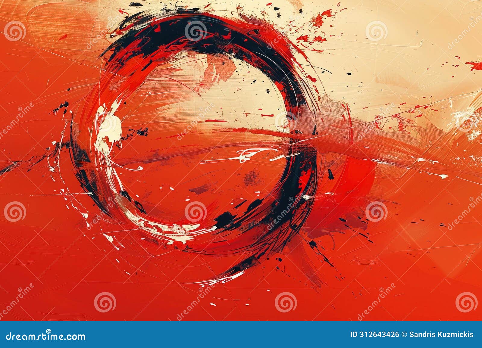 Abstract Red Circular Design with Splashes. Generative AI. Stock ...