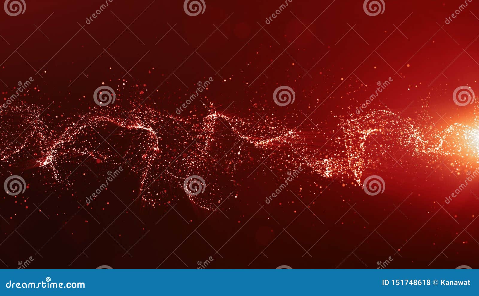 Abstract Red Color Digital Particles Wave with Bokeh and Light ...
