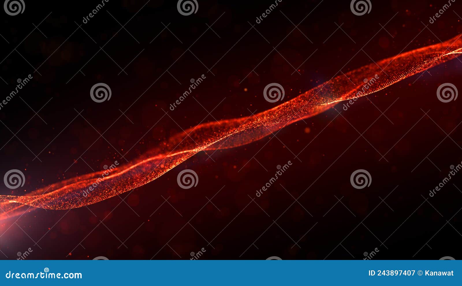 Abstract Red Color Digital Particles Wave Flow with Bokeh and Lighting ...