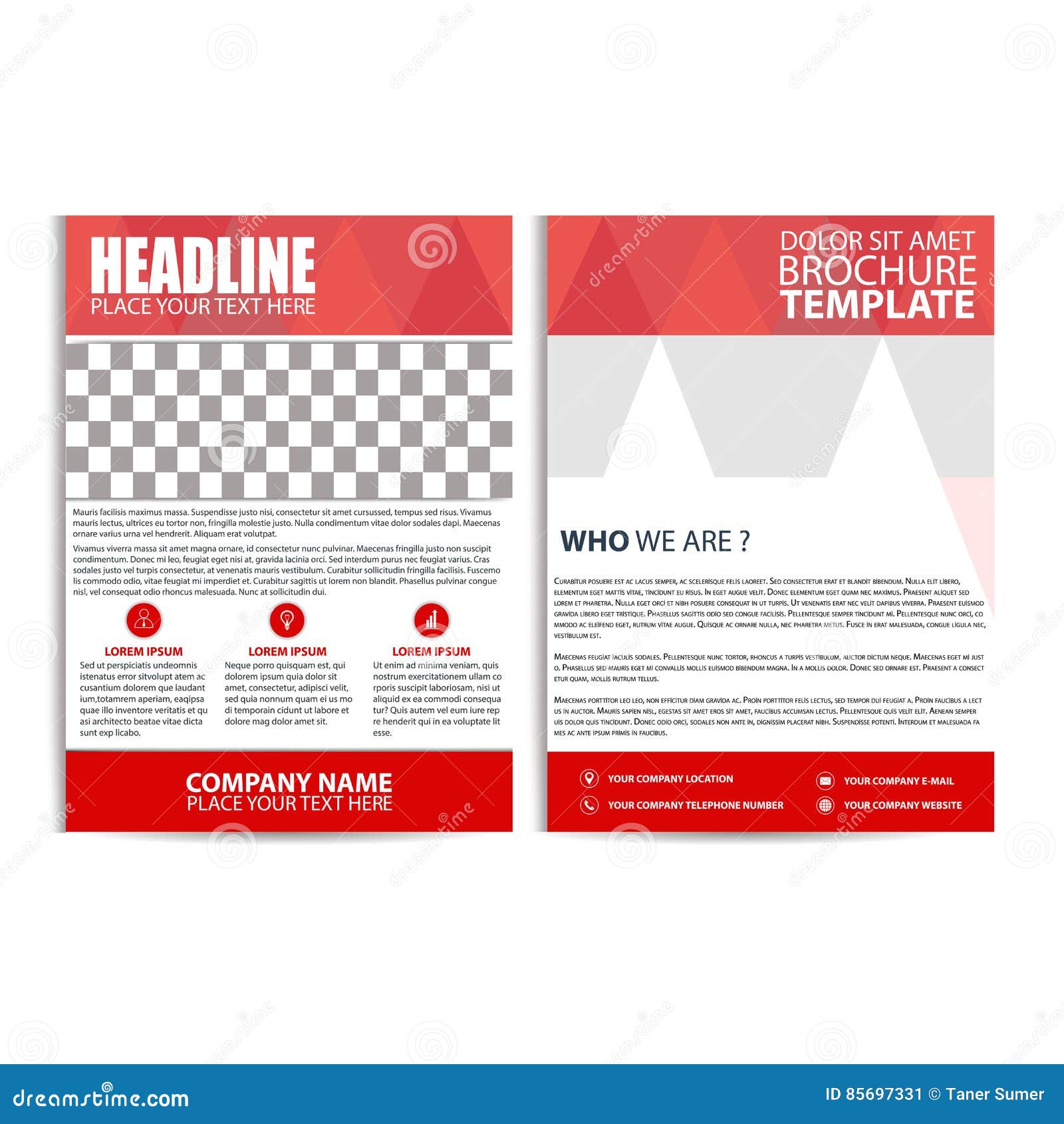 Abstract Red Color Flyer Design Template Cartoon Vector | CartoonDealer ...