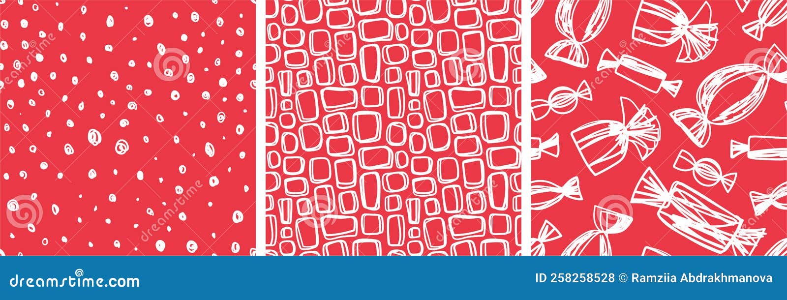 Abstract Red Color Seamless Pattern. Hand Drawn Vector Illustration ...