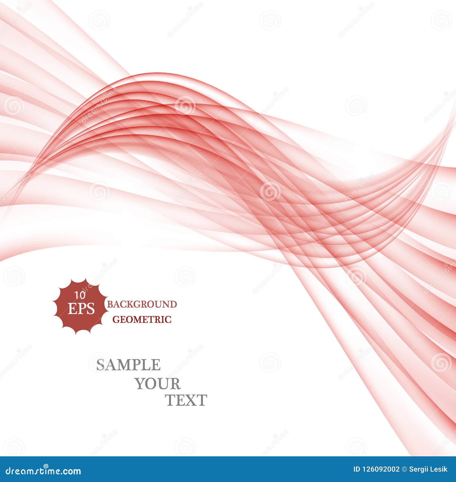 Abstract Red Color Wave Design Element. Vector Background with Curves ...