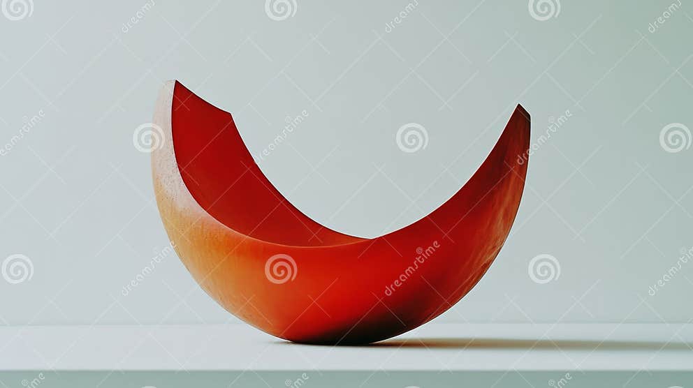 Abstract Red Crescent Sculpture on Neutral Background Stock Image ...