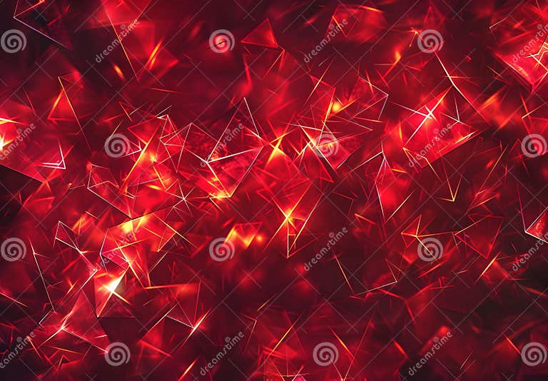 Abstract Red Crystal Background with Glowing Triangles Stock ...