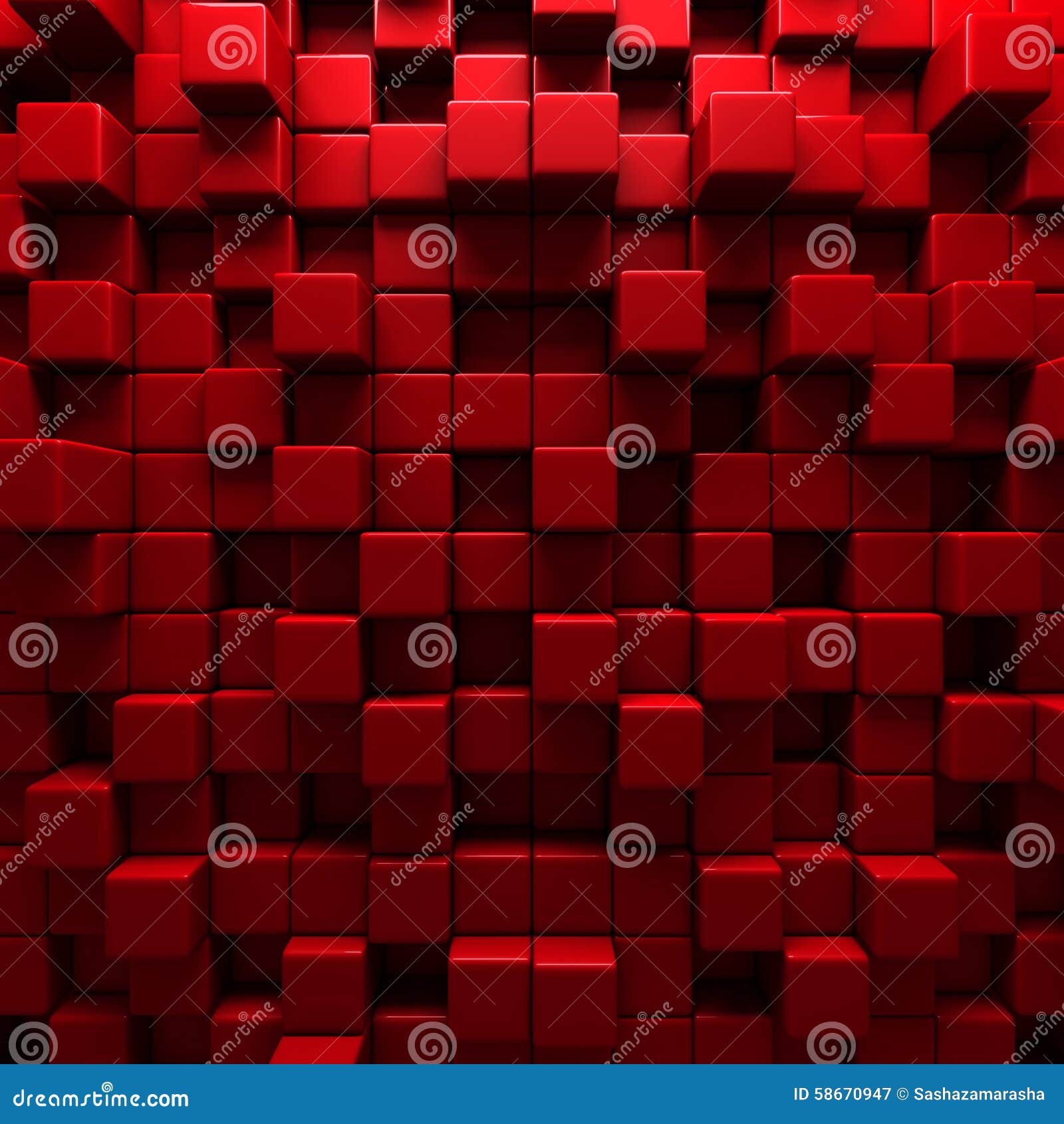 Abstract Red Cube Blocks Wall Background Stock Illustration ...