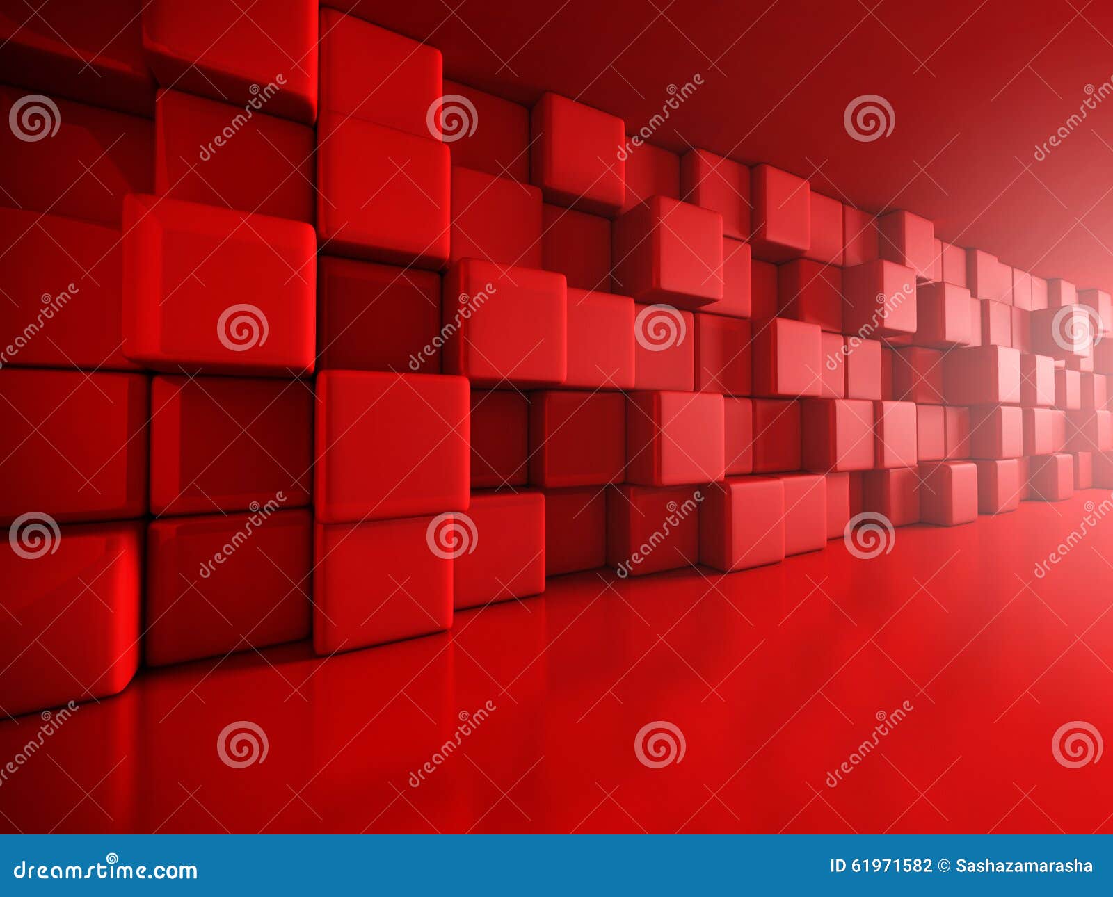 Abstract Red Cube Blocks Wall Background Stock Illustration ...