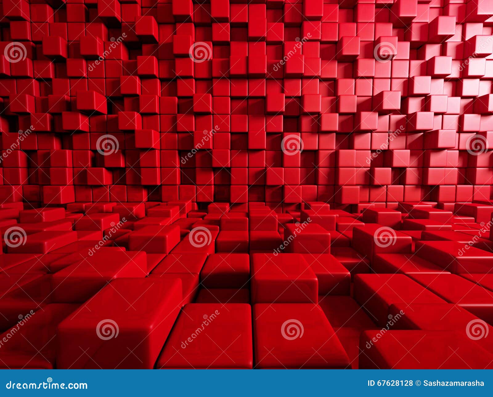 Abstract Red Cube Blocks Wall Background Stock Illustration ...