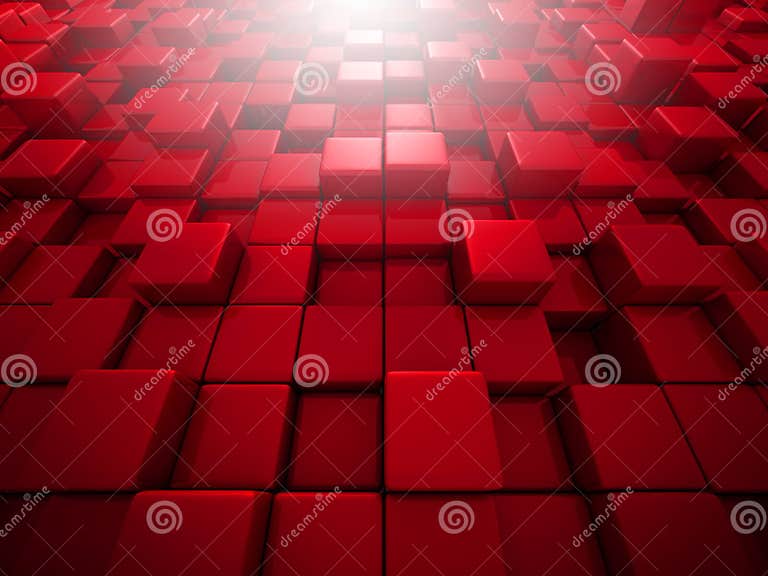Abstract Red Cube Blocks Wall Background Stock Illustration ...