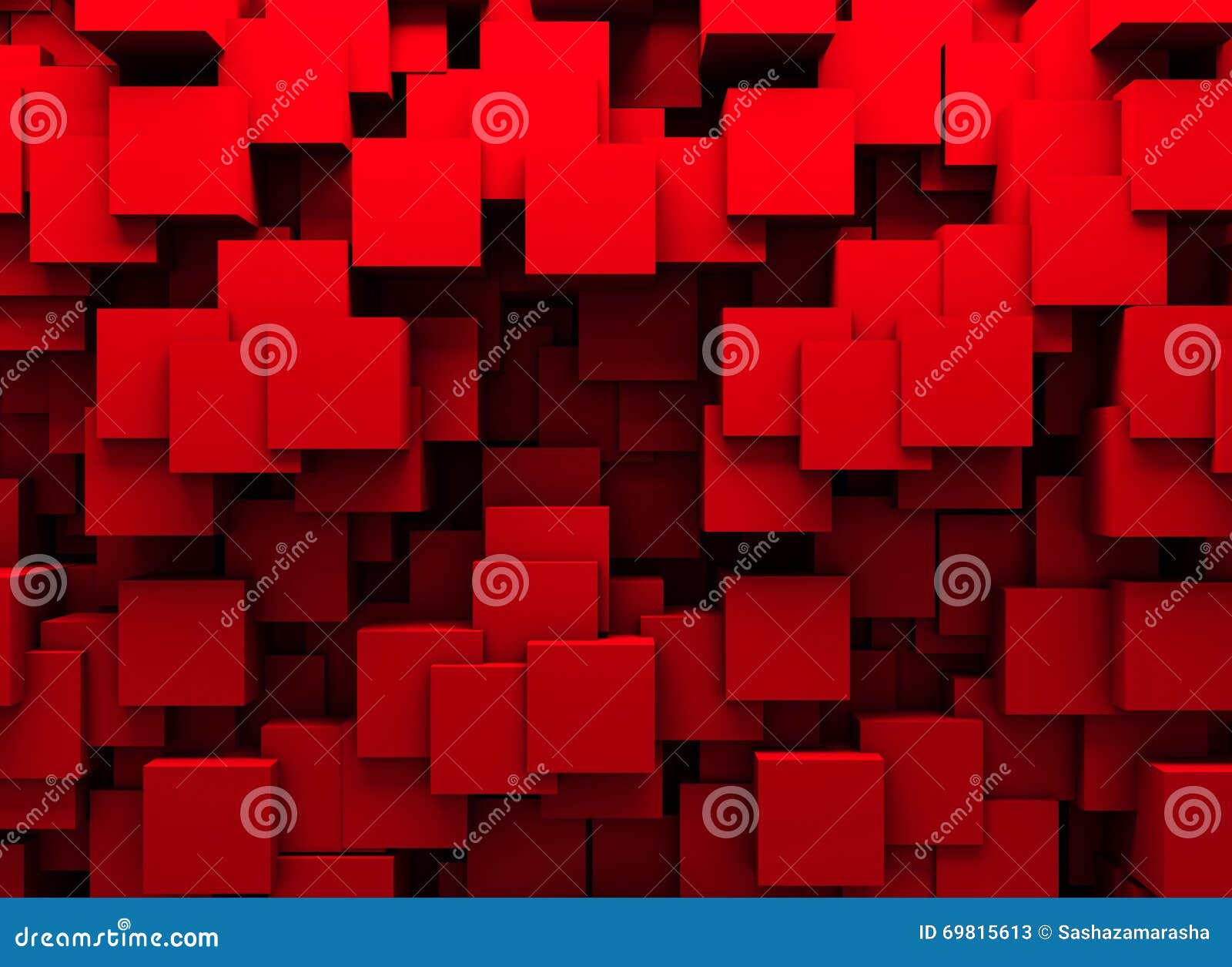 Abstract Red Cube Blocks Wall Background Stock Illustration ...