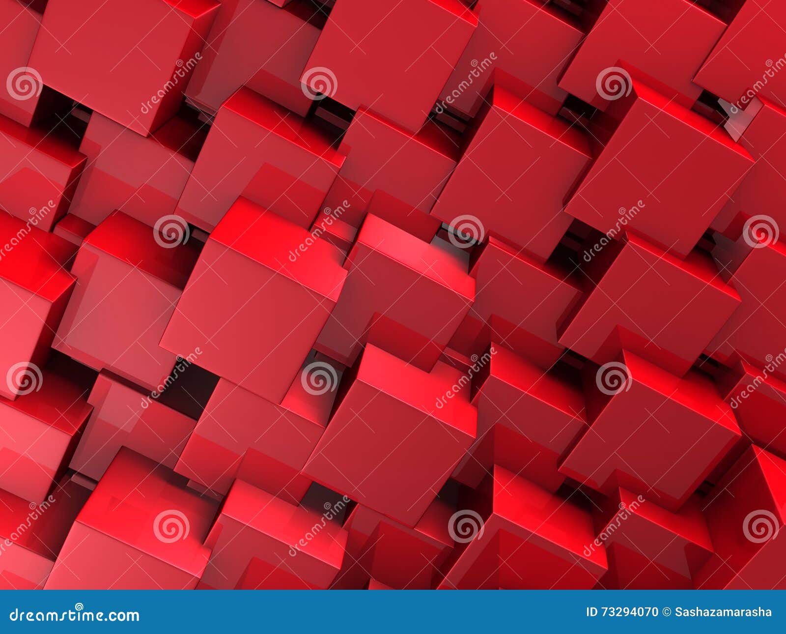 Abstract Red Cube Blocks Wall Background Stock Illustration ...