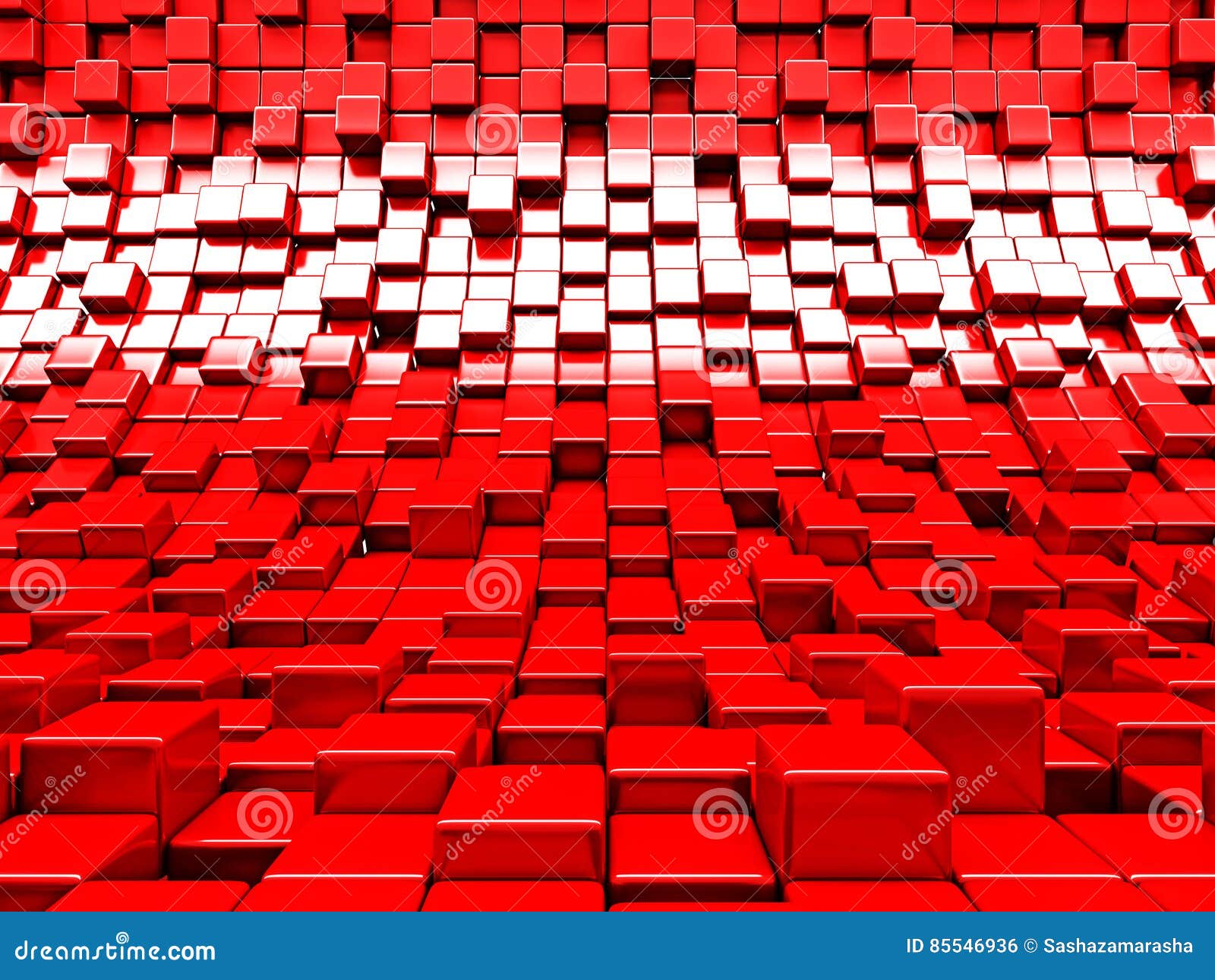 Abstract Red Cube Blocks Wall Background Stock Illustration ...
