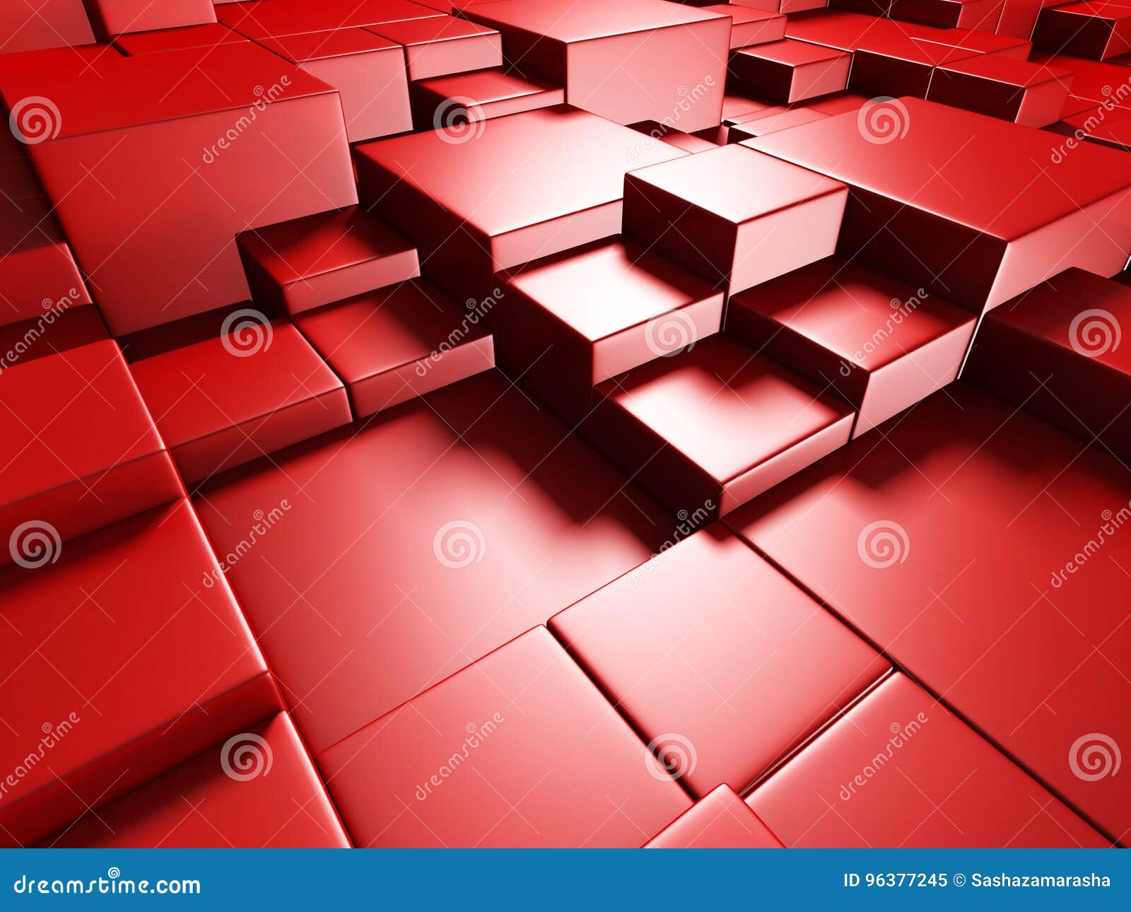 Abstract Red Cube Blocks Wall Background Stock Illustration ...
