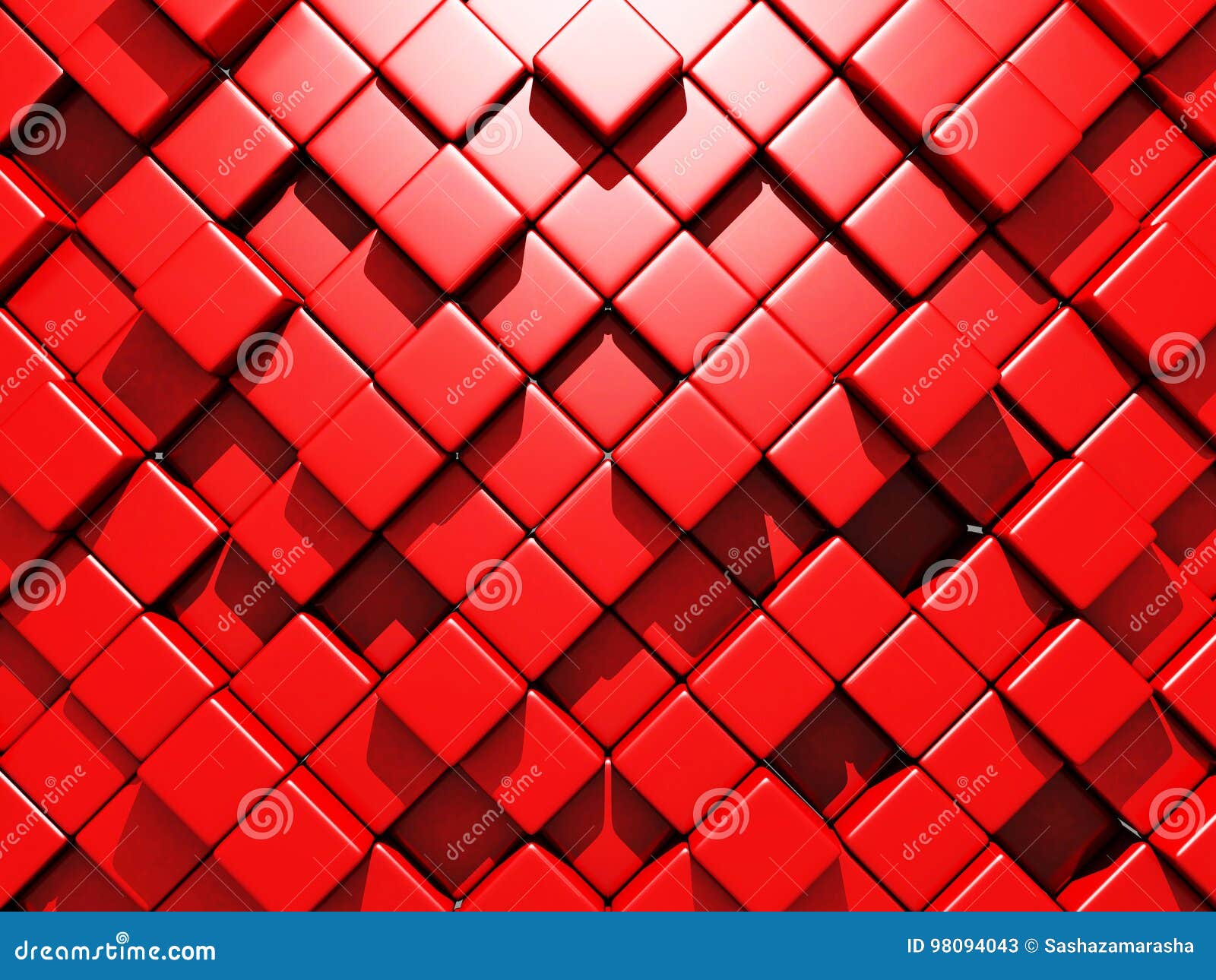 Abstract Red Cube Blocks Wall Background Stock Illustration ...