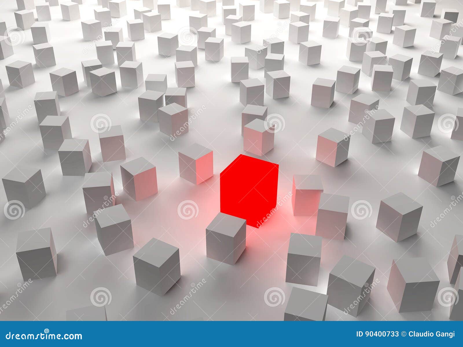 Abstract Red Cube on White Cubic Background 3D Rendering Stock ...