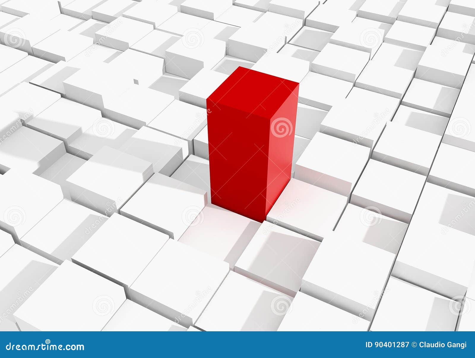 Abstract Red Cube on White Cubic Background 3D Rendering Stock ...