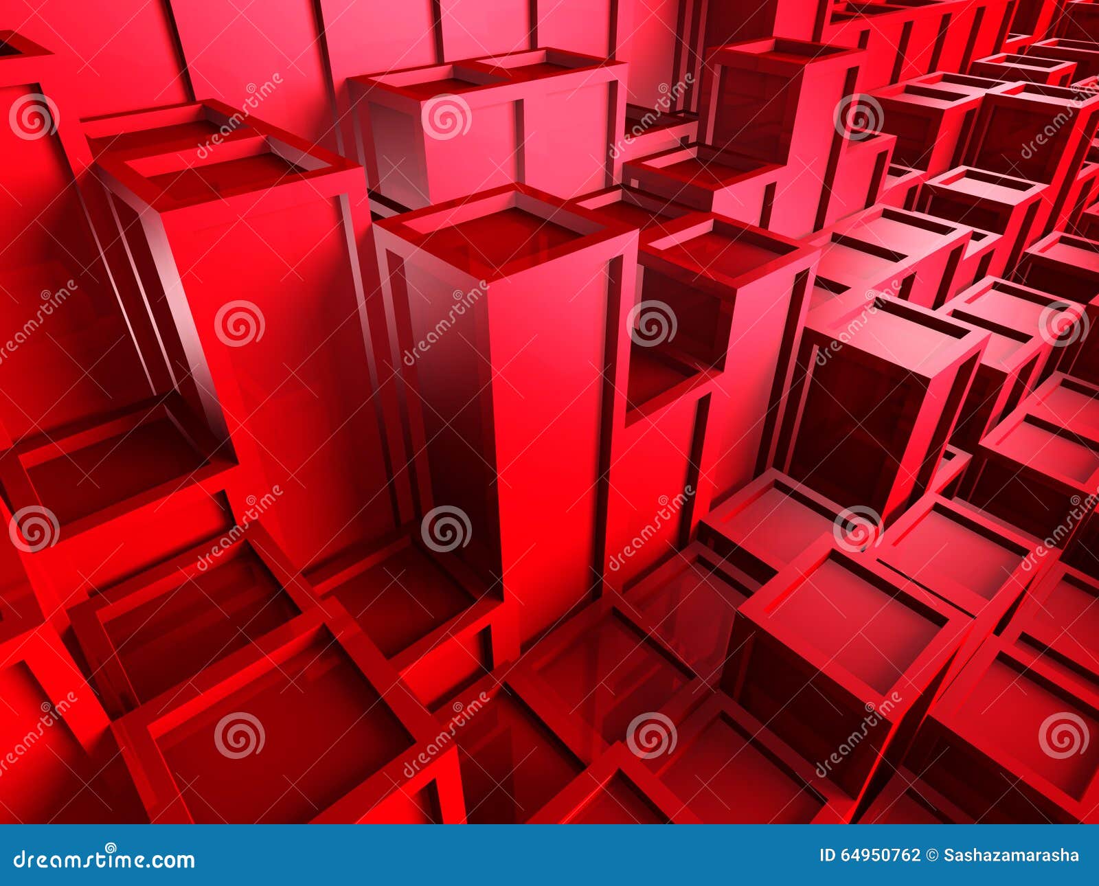 Abstract Red Cubes Blocks Wall Background Stock Illustration ...