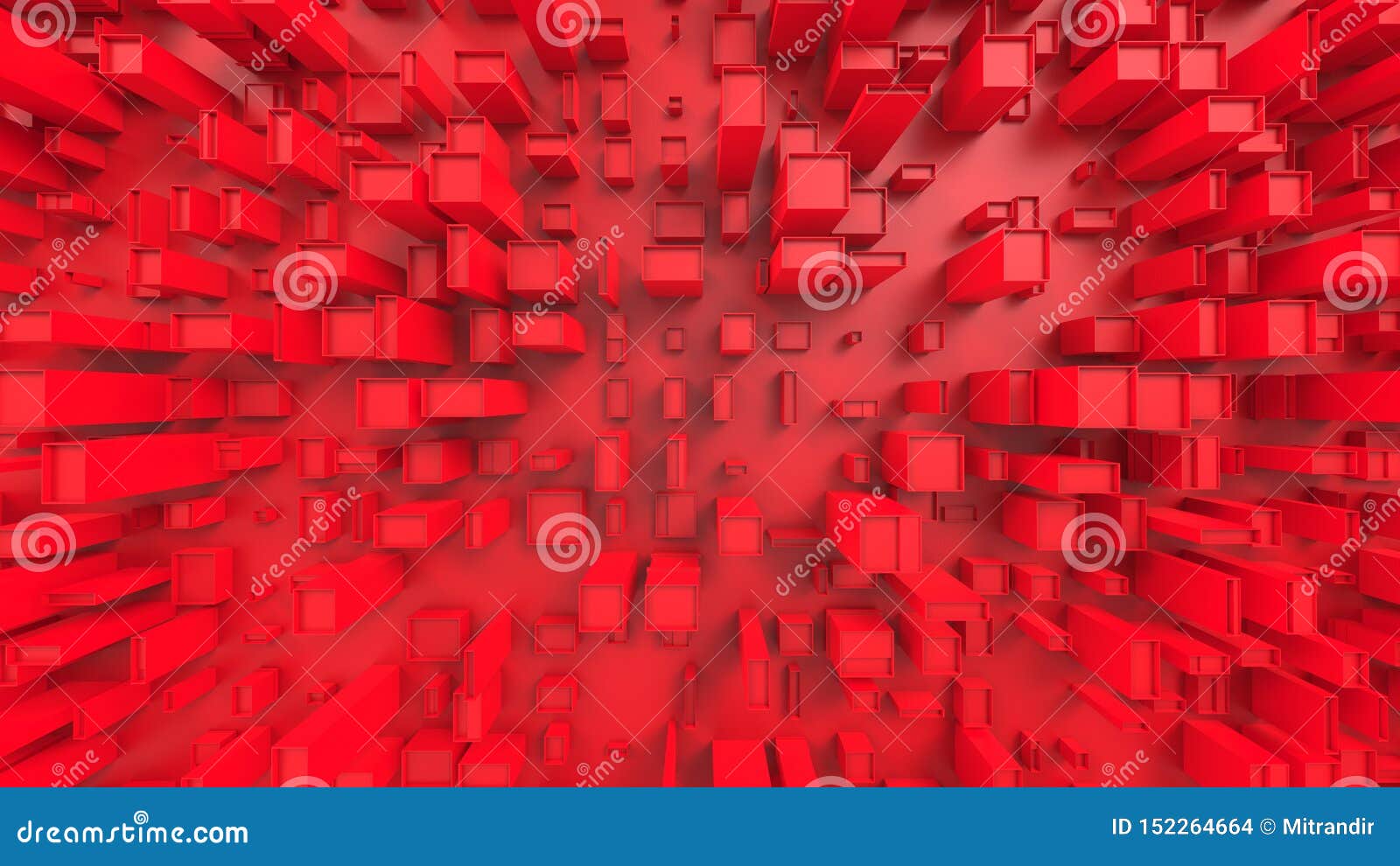 Abstract Red Cubic City Structures - Top Down View Stock Illustration ...