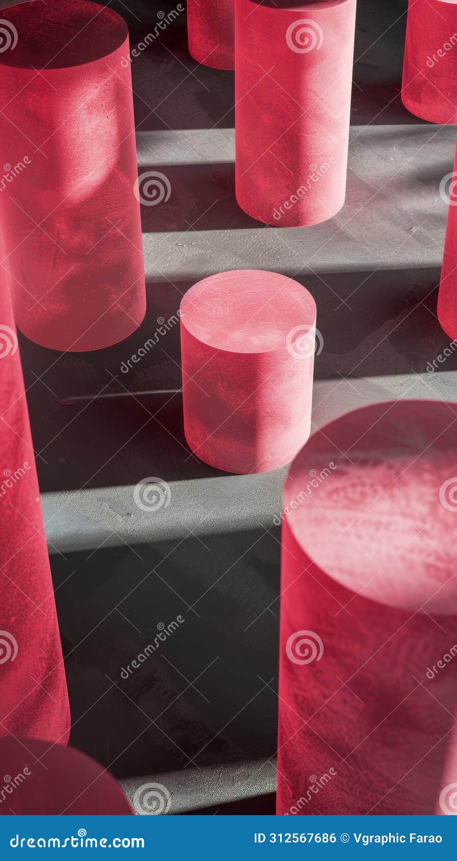 Abstract Red Cylinders on a Dark Background Stock Photo - Image of ...