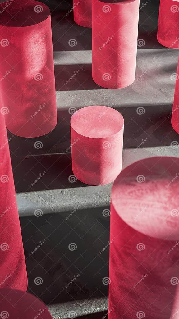 Abstract Red Cylinders on a Dark Background Stock Photo - Image of ...