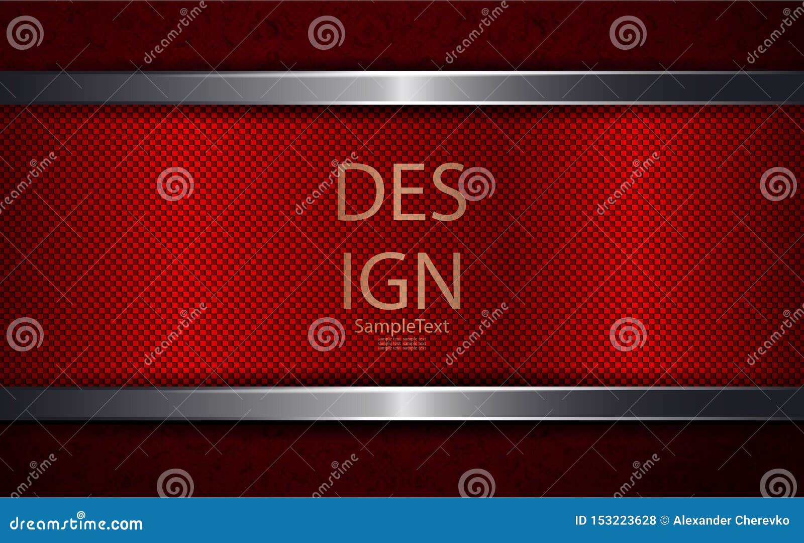 Abstract Red Dark Grooved Design with a Rectangular Frame with a Shiny ...