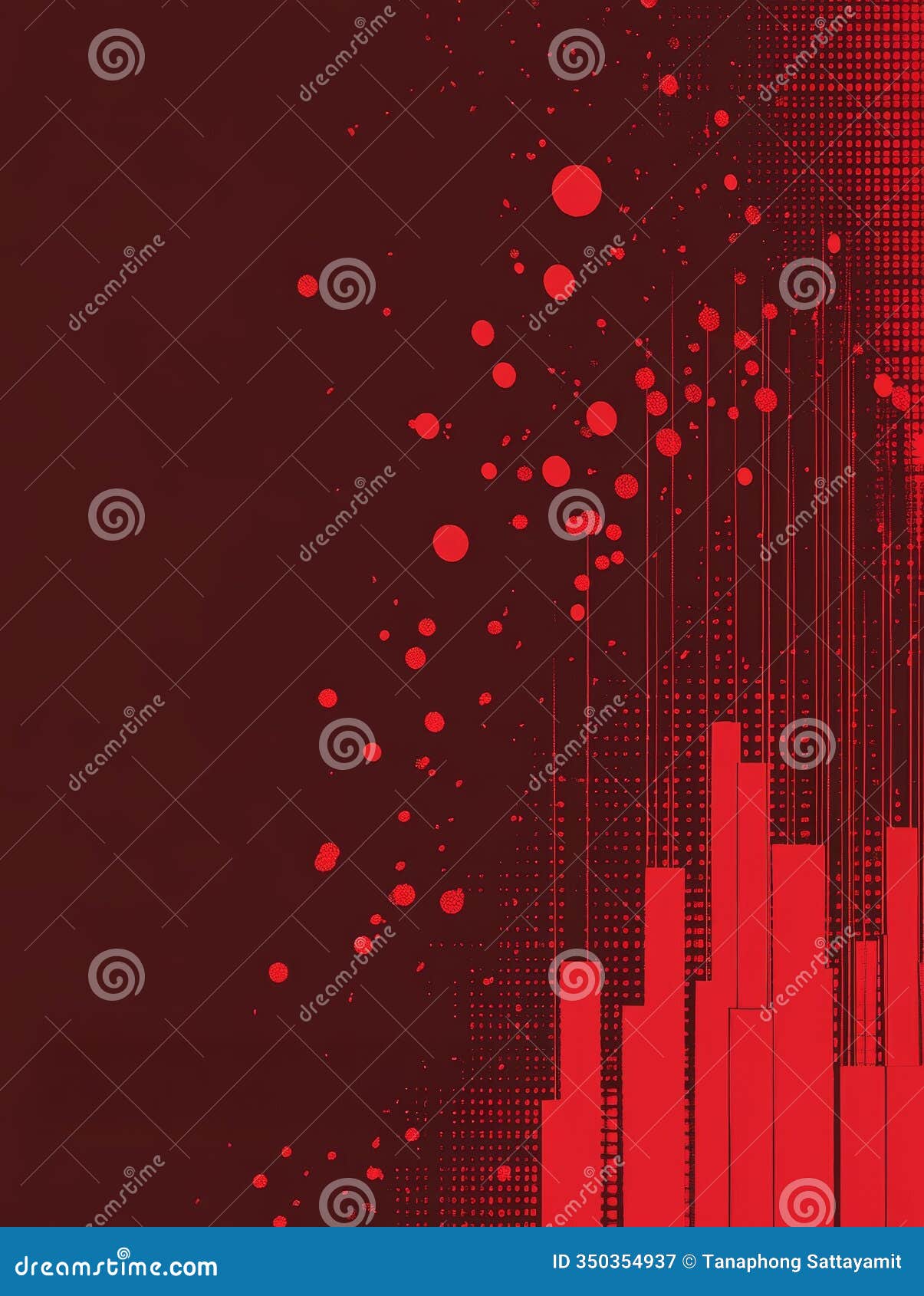 Abstract Red Data Visualization Red Data Points Bar Graph Dots Digital Technology Concept ...